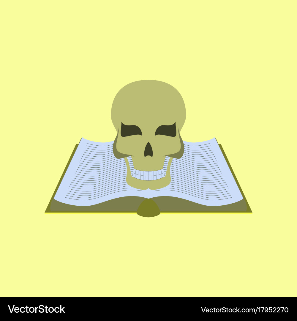 Flat on background of book skull Royalty Free Vector Image