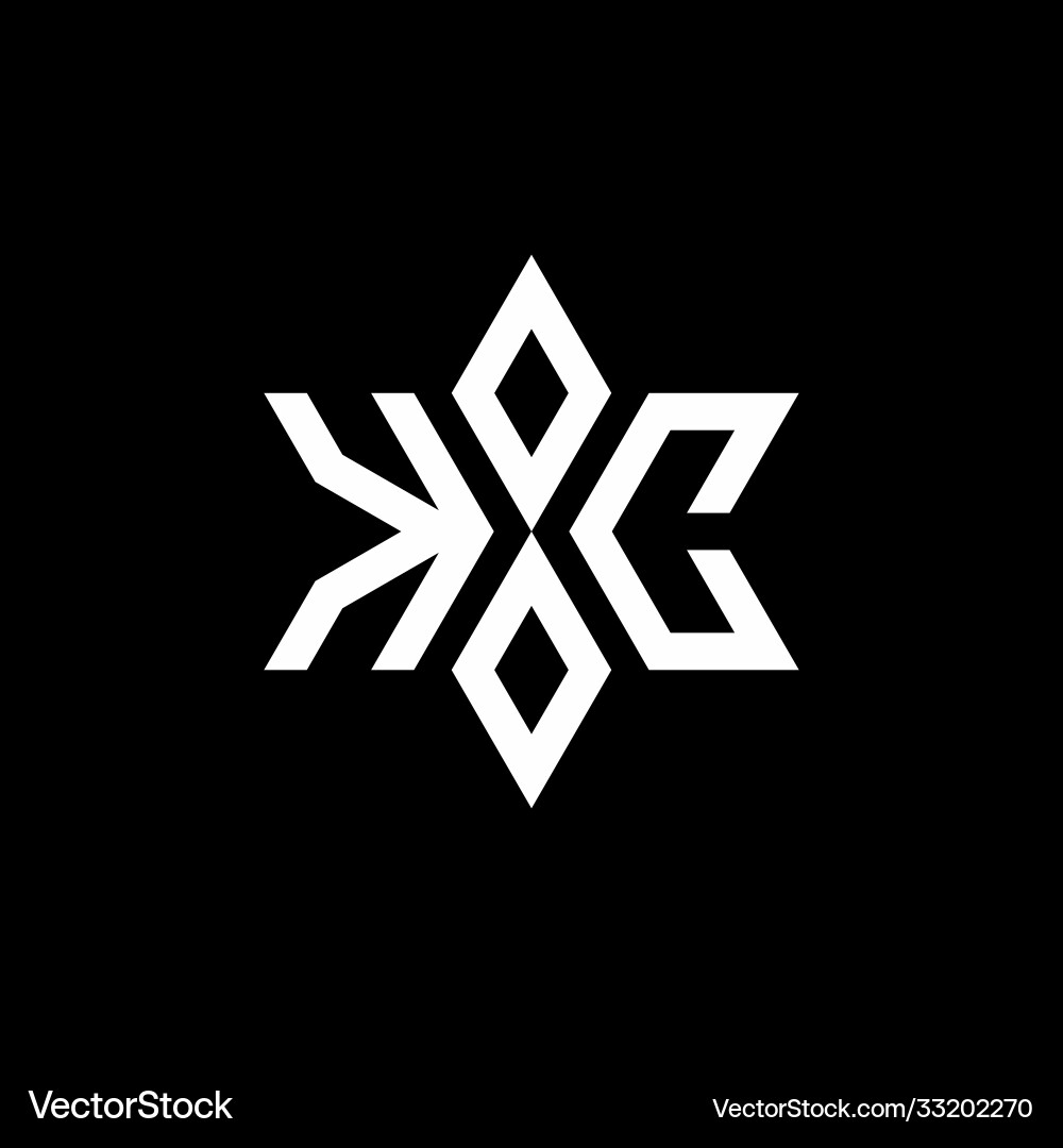 Kc monogram logo with star shape and luxury style Vector Image