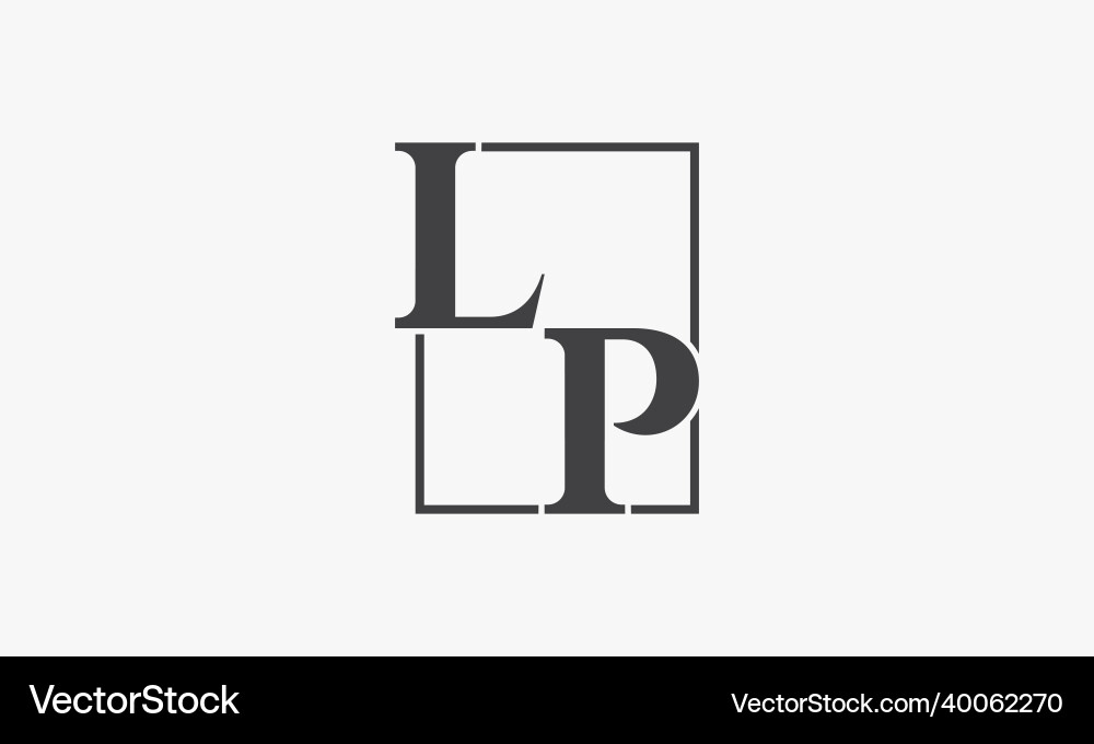 Lp letter logo with square line isolated on white Vector Image