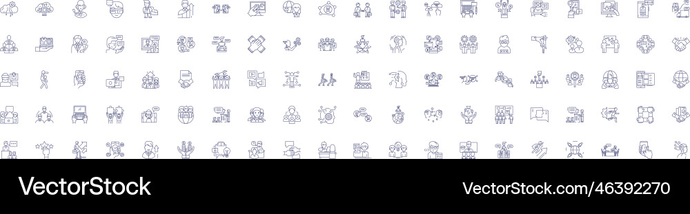 Performance management line icons signs set Vector Image