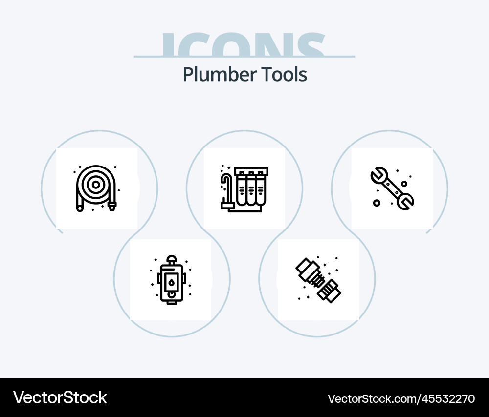 Plumber line icon pack 5 icon design plumbing Vector Image