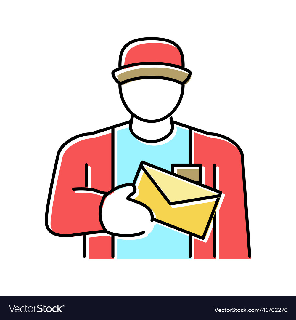 Postman worker color icon Royalty Free Vector Image