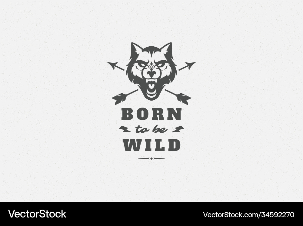 Quote typography with hand drawn wolf head symbol Vector Image