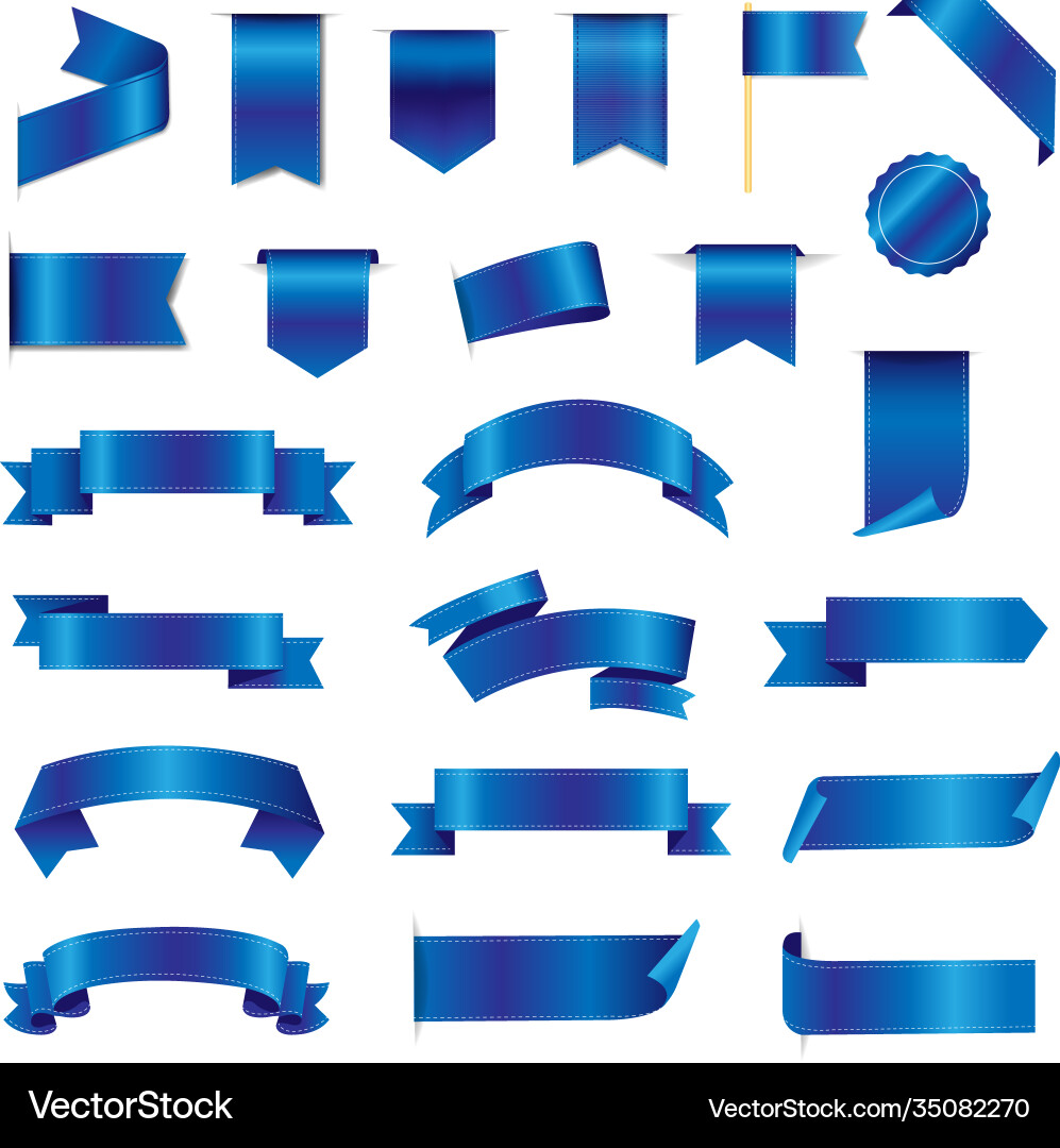 Silk blue ribbons and tags Royalty Free Vector Image