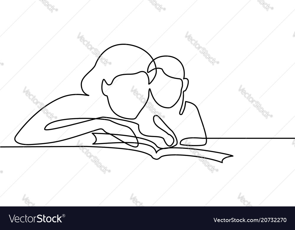 Simple line art a mother holding her baby Vector Image
