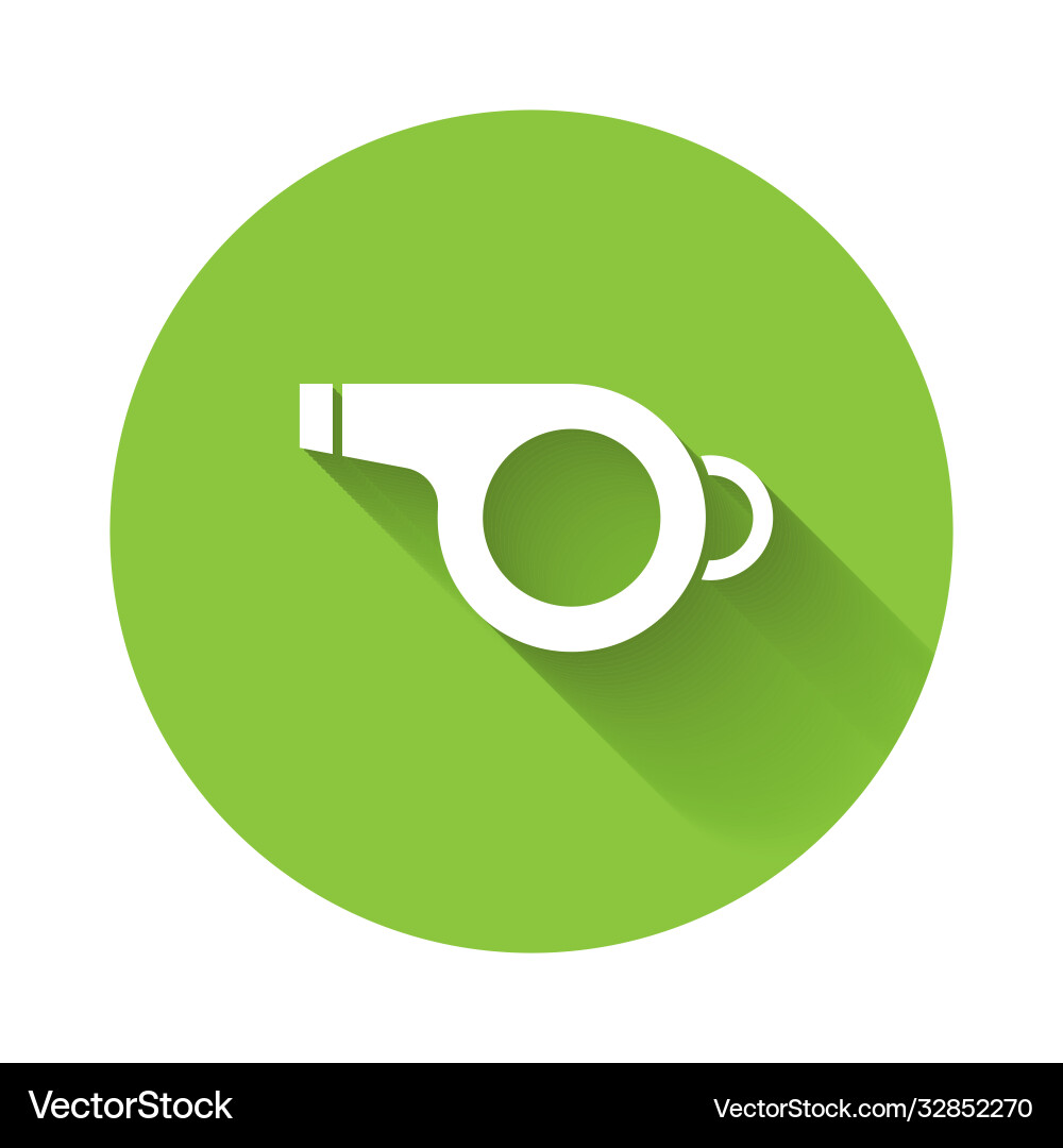 White whistle icon isolated with long shadow Vector Image
