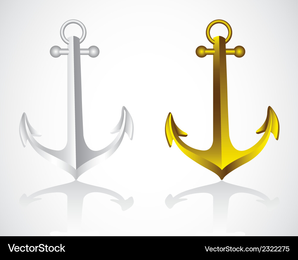 Anchors gold and silver on white background Vector Image