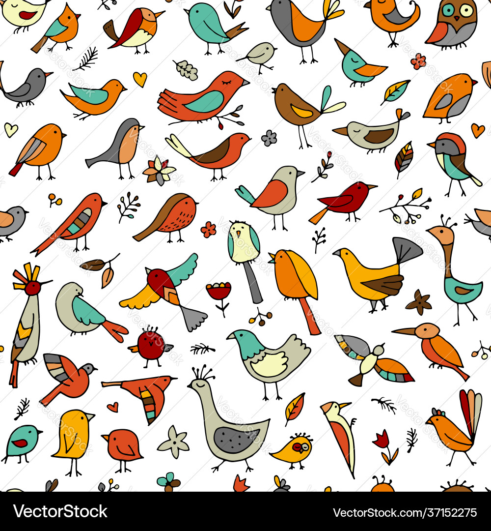Birds family seamless pattern for your design Vector Image