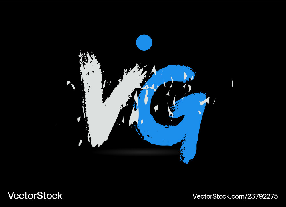 Blue white alphabet letter combination vg v g Vector Image