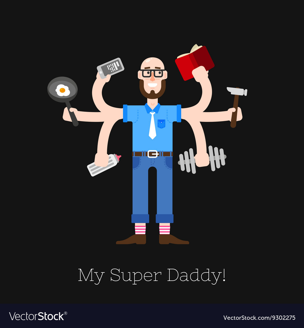Busy multitasking man Royalty Free Vector Image