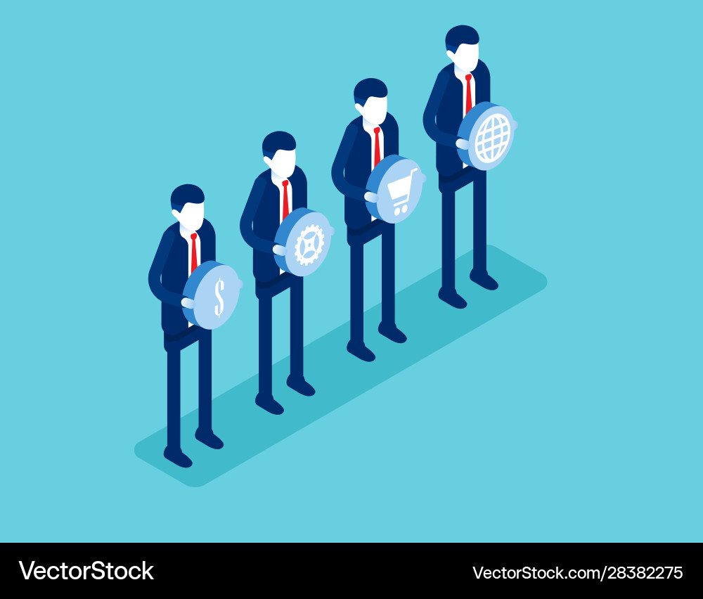 Economy teamwork concept business isometric Vector Image