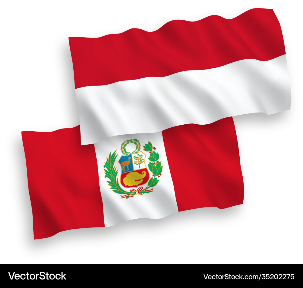 Flags indonesia and peru on a white background Vector Image