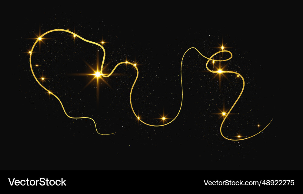 Gold glittering confetti wave and stardust Vector Image