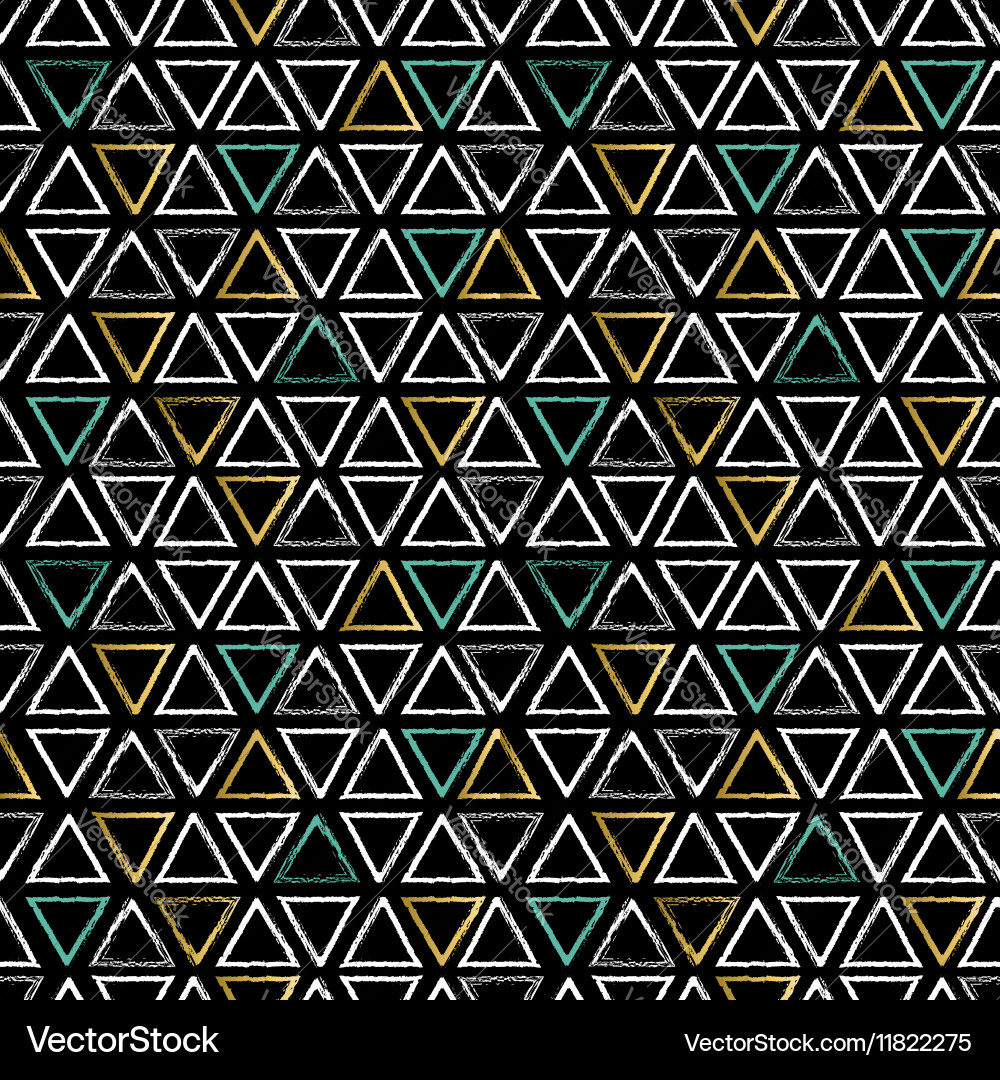 Grunge triangle shapes seamless pattern in gold Vector Image