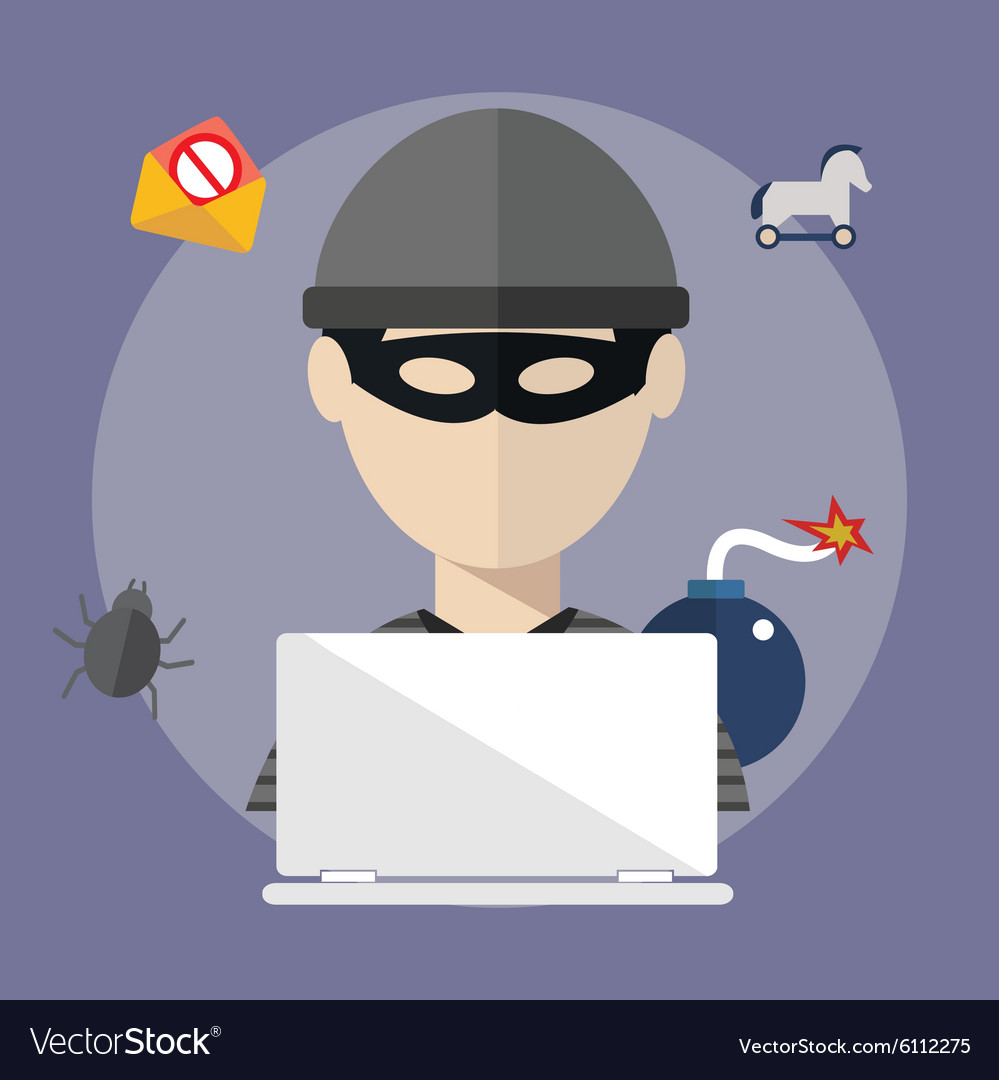 Hacker activity computer and e-mail spam viruses Vector Image
