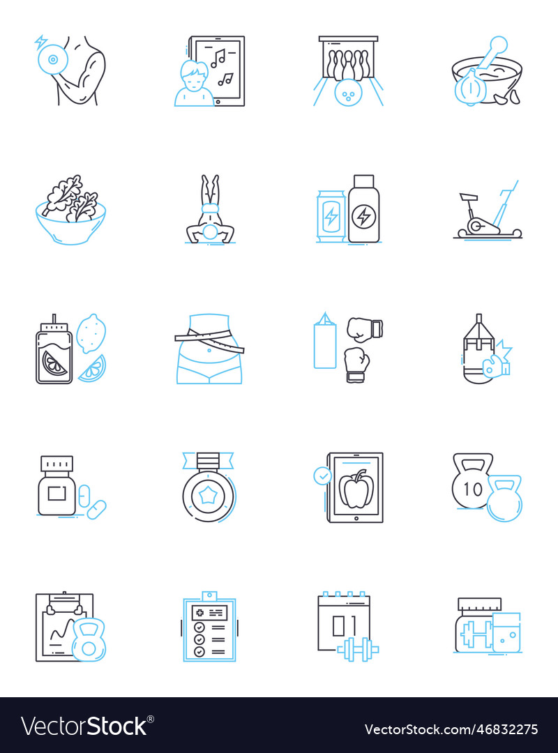 Healthiness linear icons set nourishment Vector Image Healthiness linear icons set nourishment Vector Image