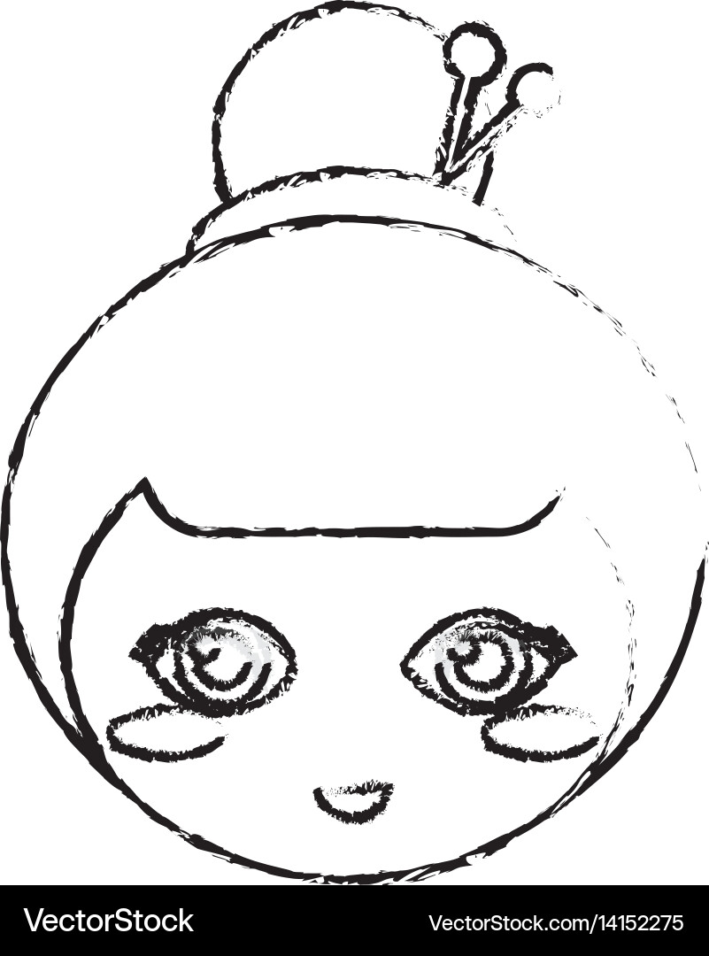 Kokeshi doll sketch face Royalty Free Vector Image