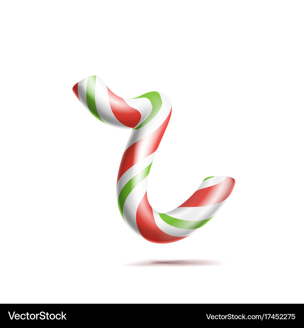 Letter r 3d realistic candy cane alphabet Vector Image