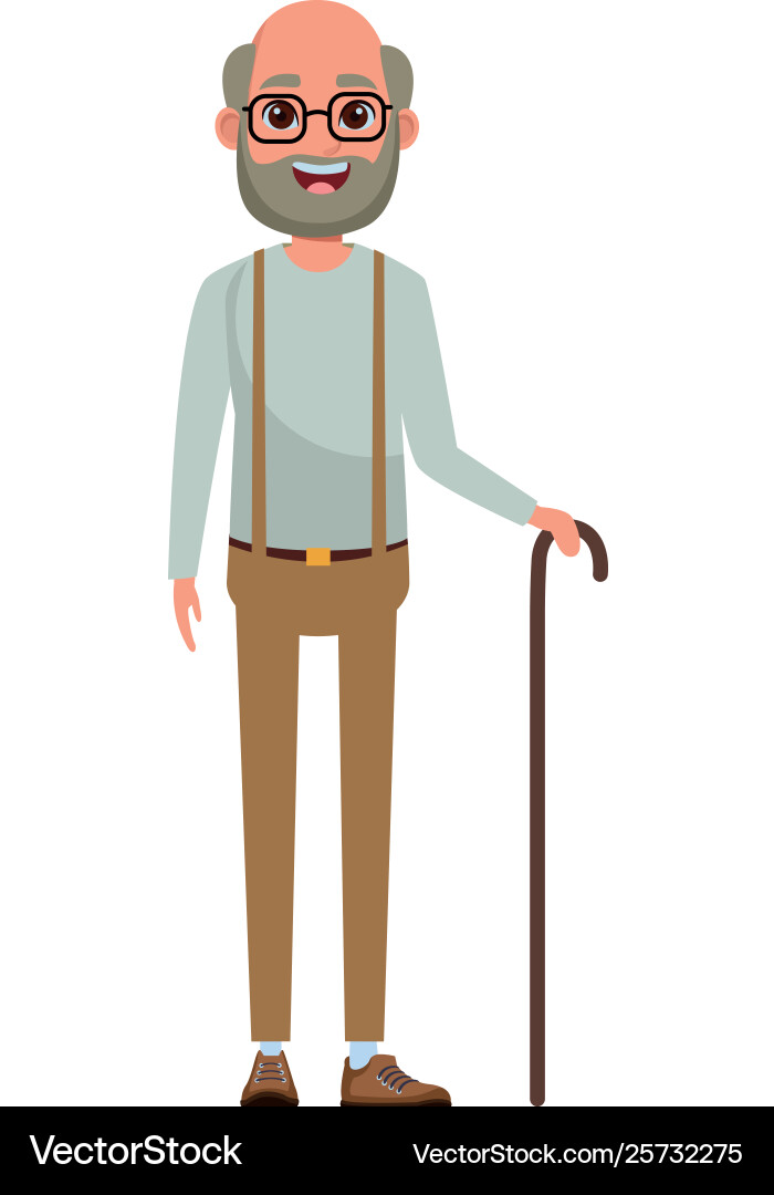 Old man avatar cartoon character Royalty Free Vector Image