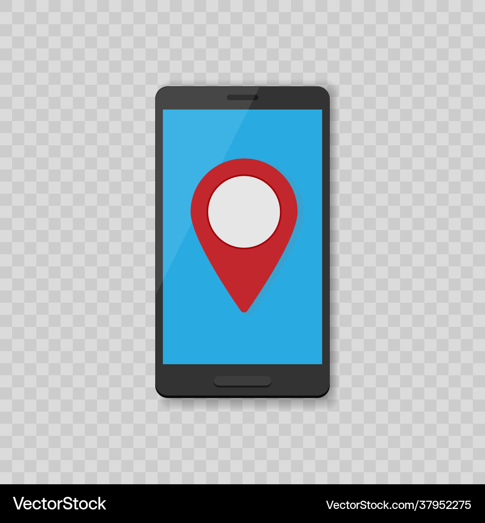 Phone with location sign flat icon Royalty Free Vector Image