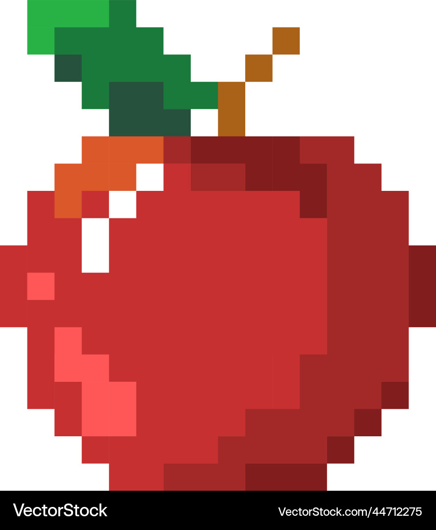 Ripe apple with stem and leaf pixel icon design Vector Image