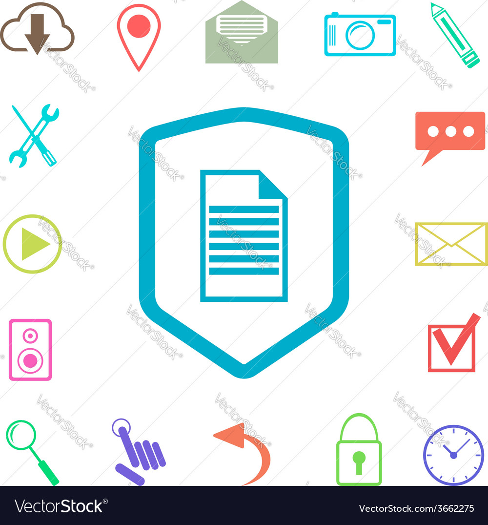 Set of colored web icons with shield Royalty Free Vector
