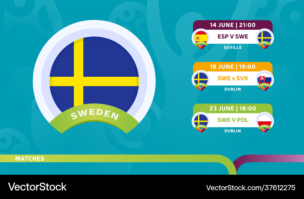 Sweden national team schedule matches Royalty Free Vector
