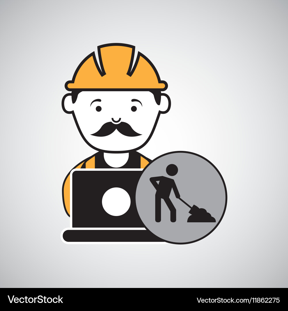 Under construction laptop worker Royalty Free Vector Image