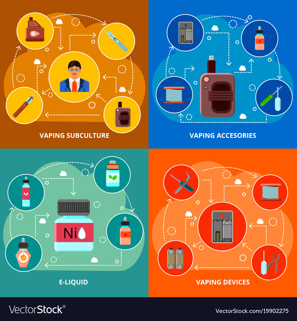 Vaping flat design concept Royalty Free Vector Image