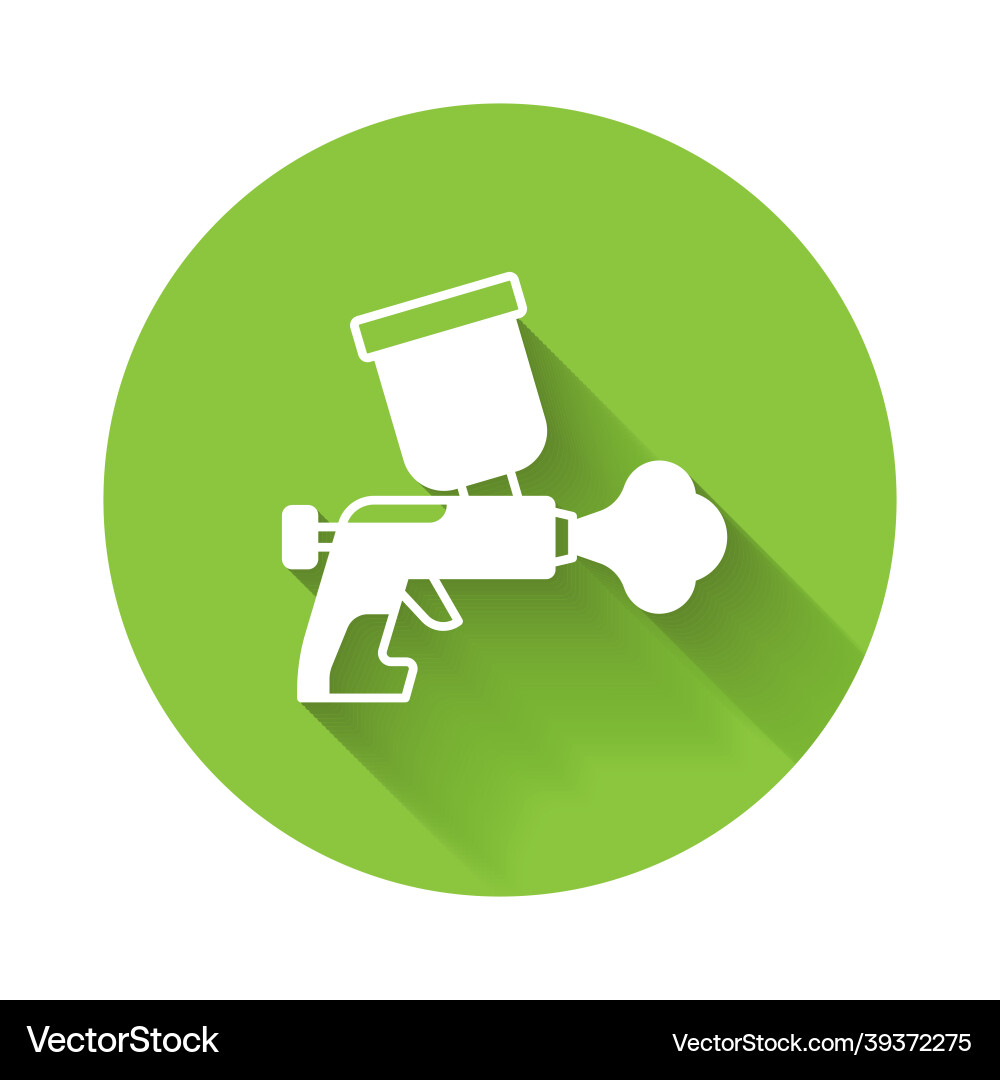 White paint spray gun icon isolated with long Vector Image