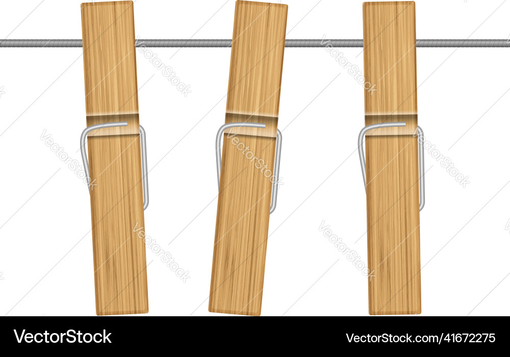 Wooden clothespins on rope Royalty Free Vector Image