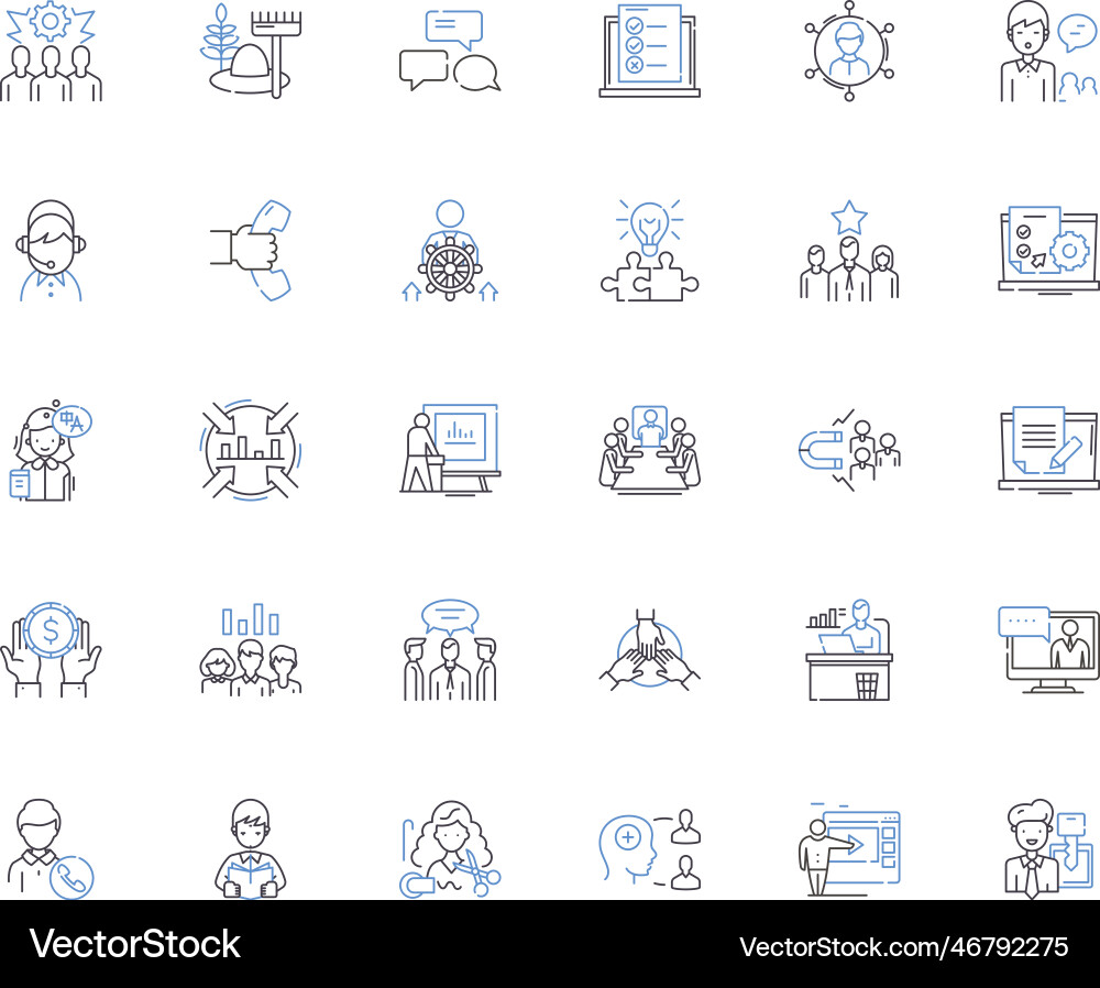 Work path line icons collection career ambition Vector Image
