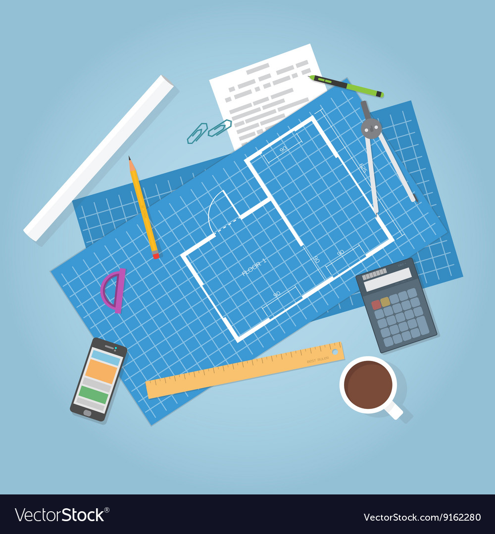 Architecture blueprints Royalty Free Vector Image