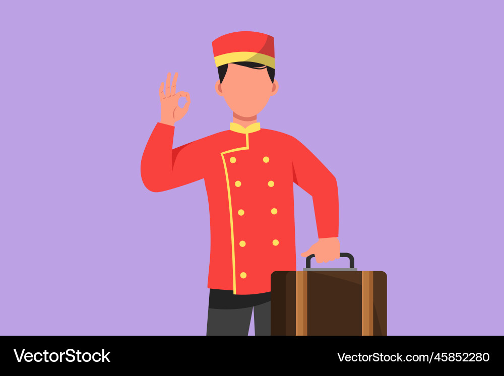Cartoon flat style drawing hotel doorman Vector Image