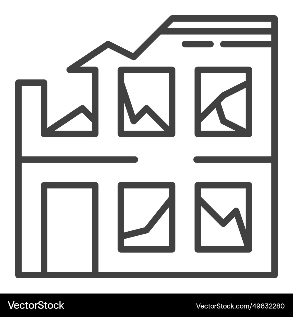 Destroyed building concept outline icon or symbol Vector Image