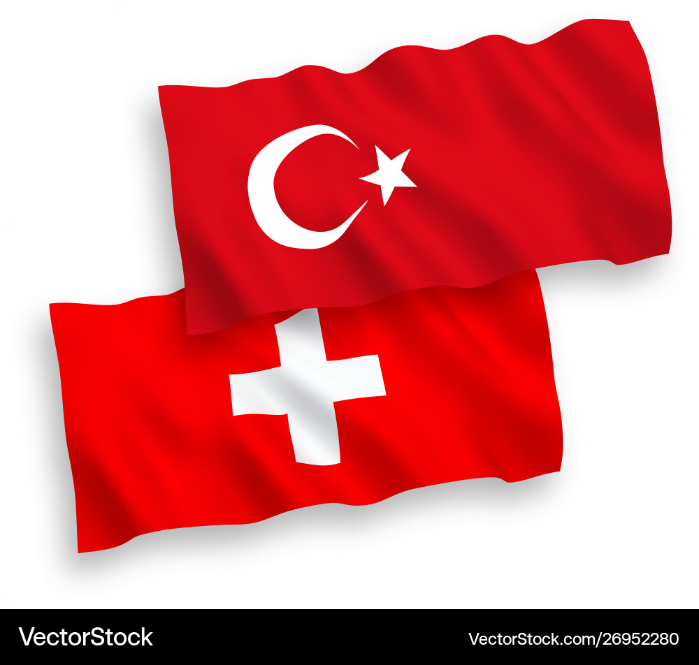 Flags turkey and switzerland on a white Royalty Free Vector