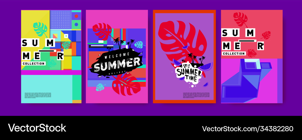 Geometric memphis summer collection poster design Vector Image
