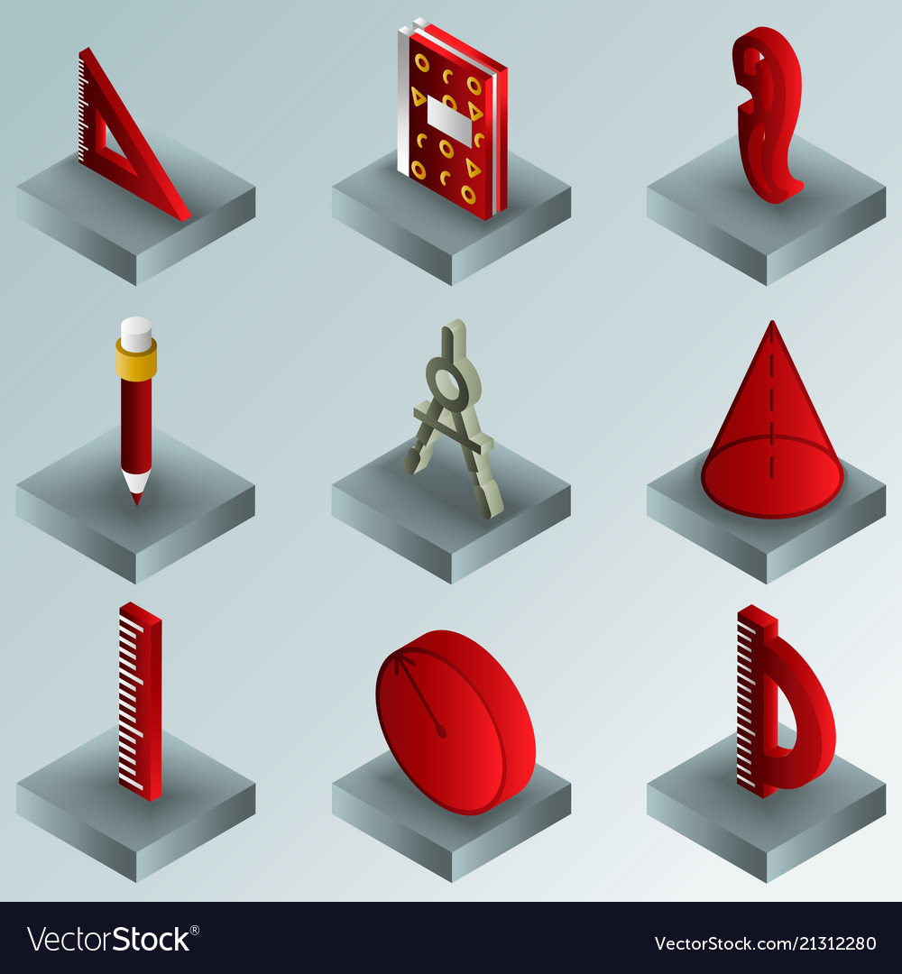 Geometry color gradient isometric icons Royalty Free Vector