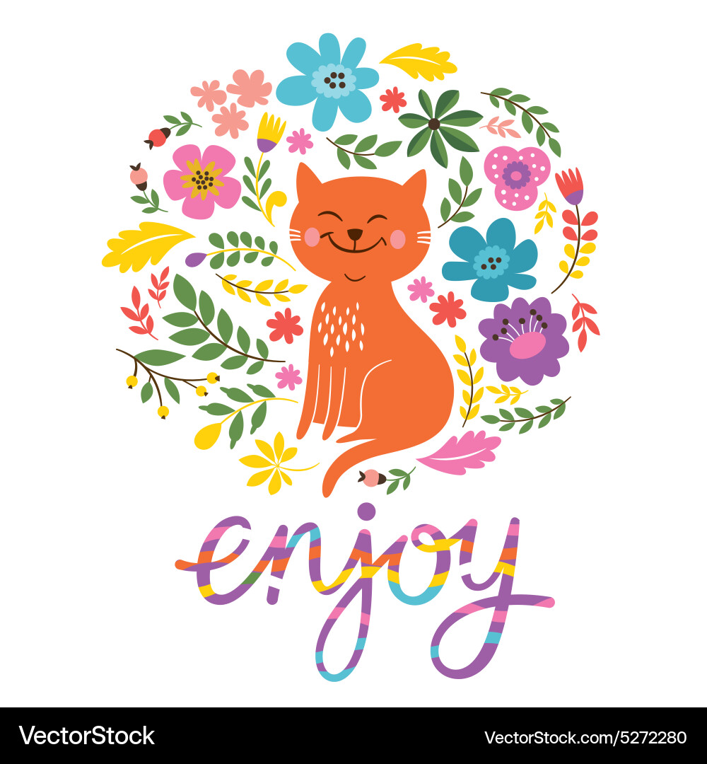 Greeting card design enjoy lettering Royalty Free Vector