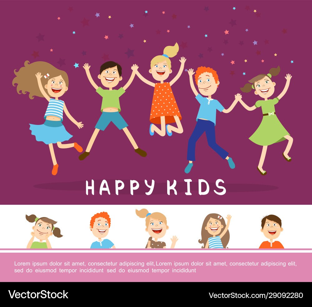 Joyful happy cute children concept Royalty Free Vector Image