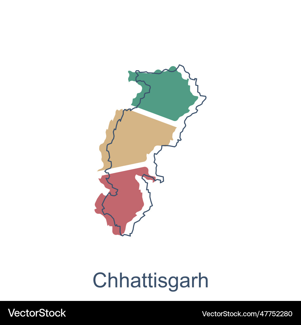 Map of chhattisgarh colorful design element Vector Image