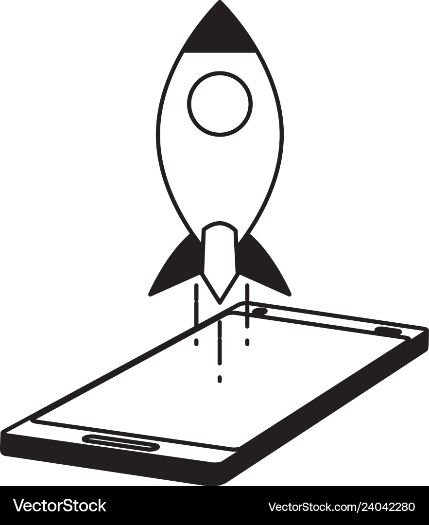 Mobile rocket tech Royalty Free Vector Image - VectorStock