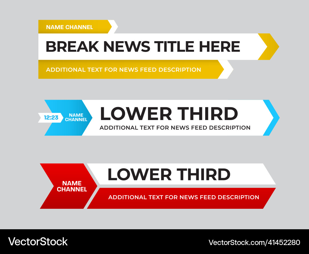 News line with guide arrow lower third for video Vector Image