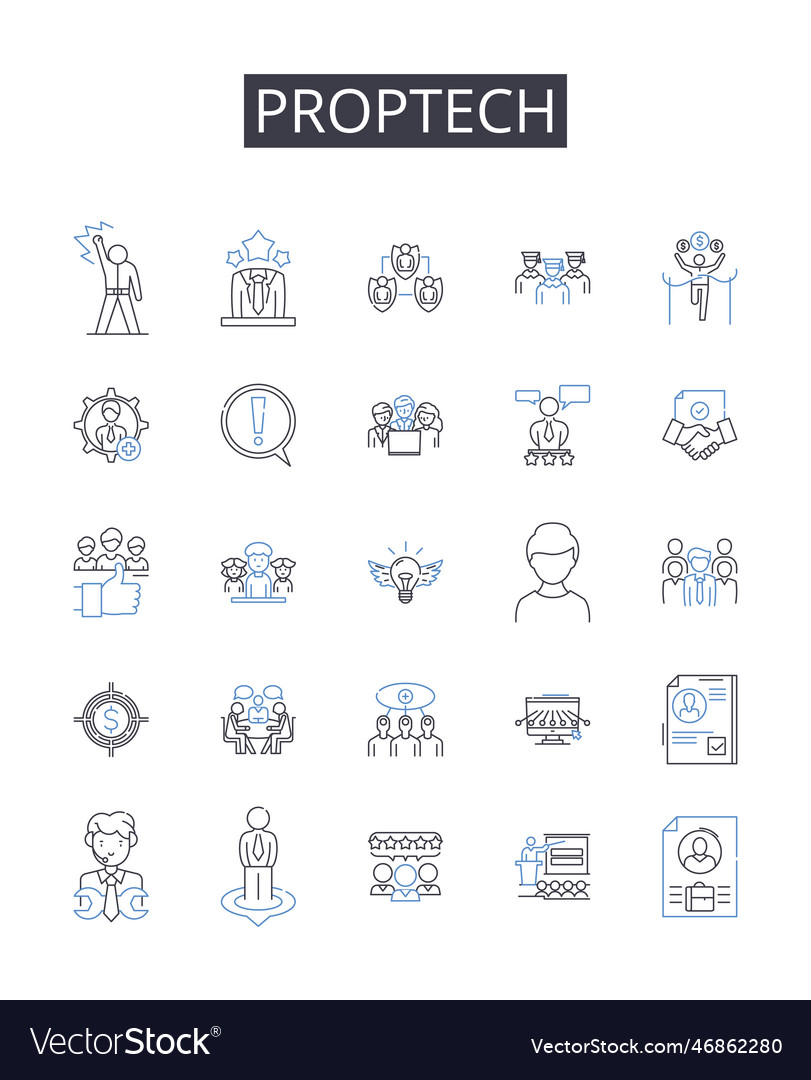 Proptech line icons collection property Royalty Free Vector Proptech line icons collection property Royalty Free Vector