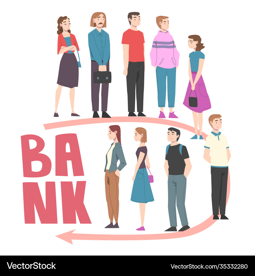 Queue various people men and women waiting Vector Image
