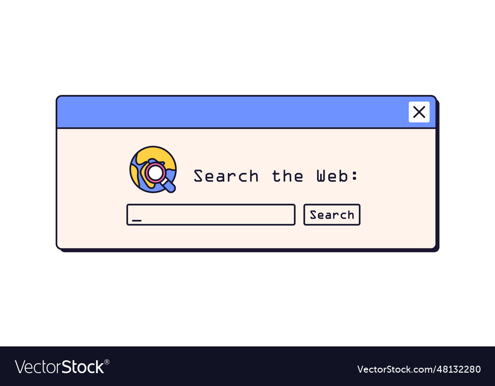 Retro Dialog Window Web Search Browser Bar Vector Image