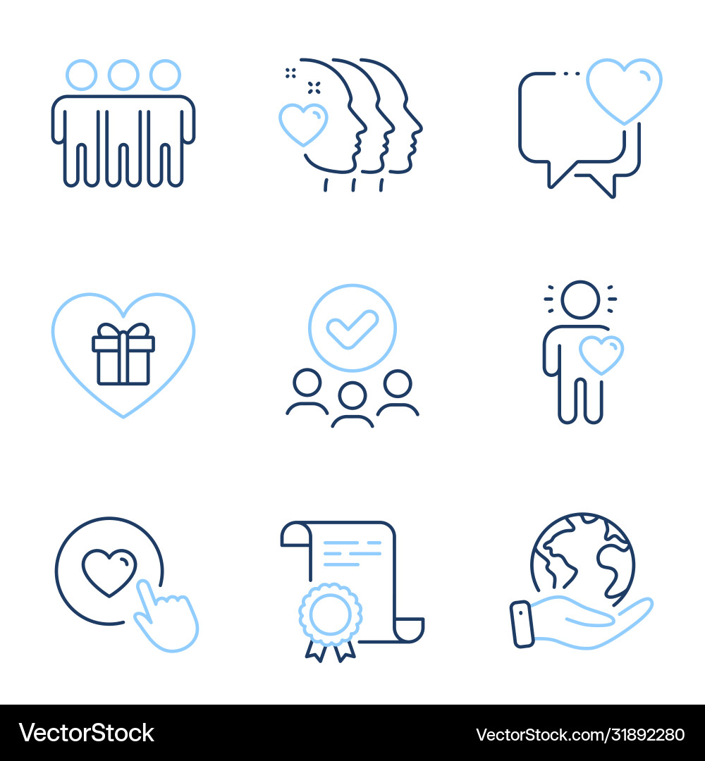 Romantic gift like button and friendship icons Vector Image