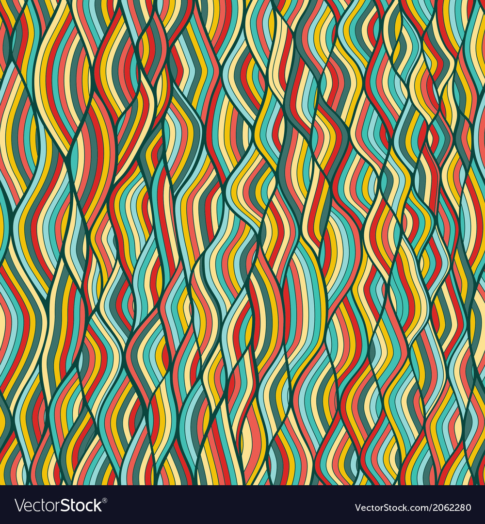 Seamless wave hand-drawn pattern waves background Vector Image