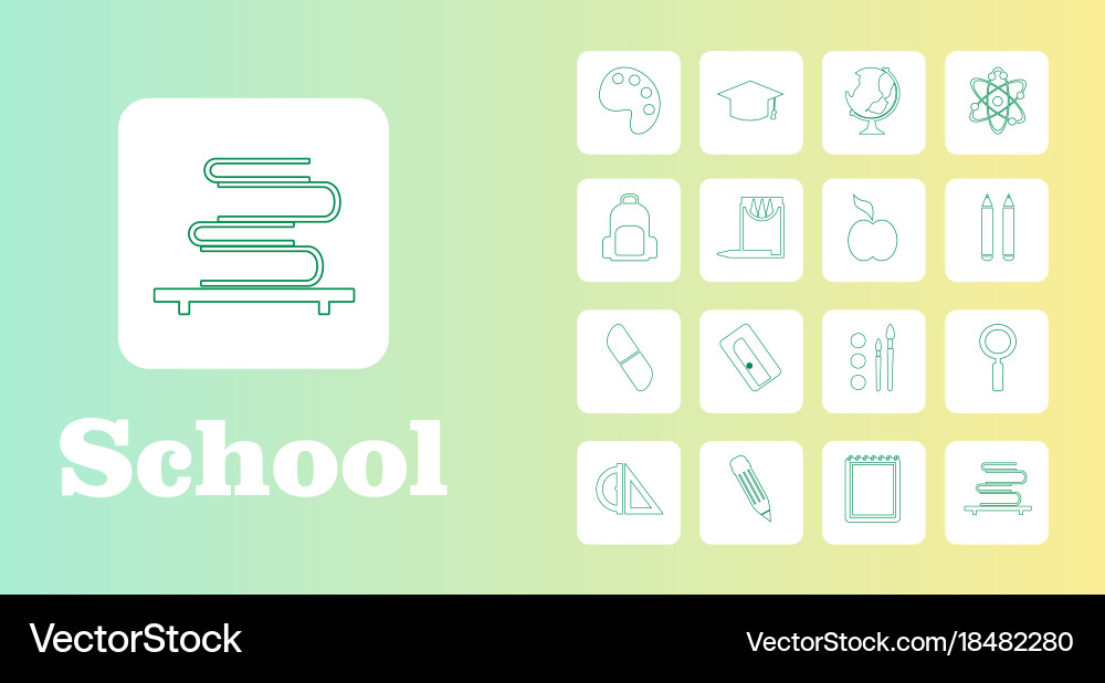 Set line icons in flat design education school Vector Image