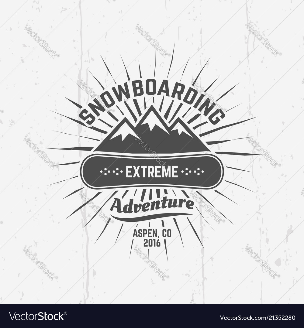 Snowboarding extreme sport black emblem Royalty Free Vector